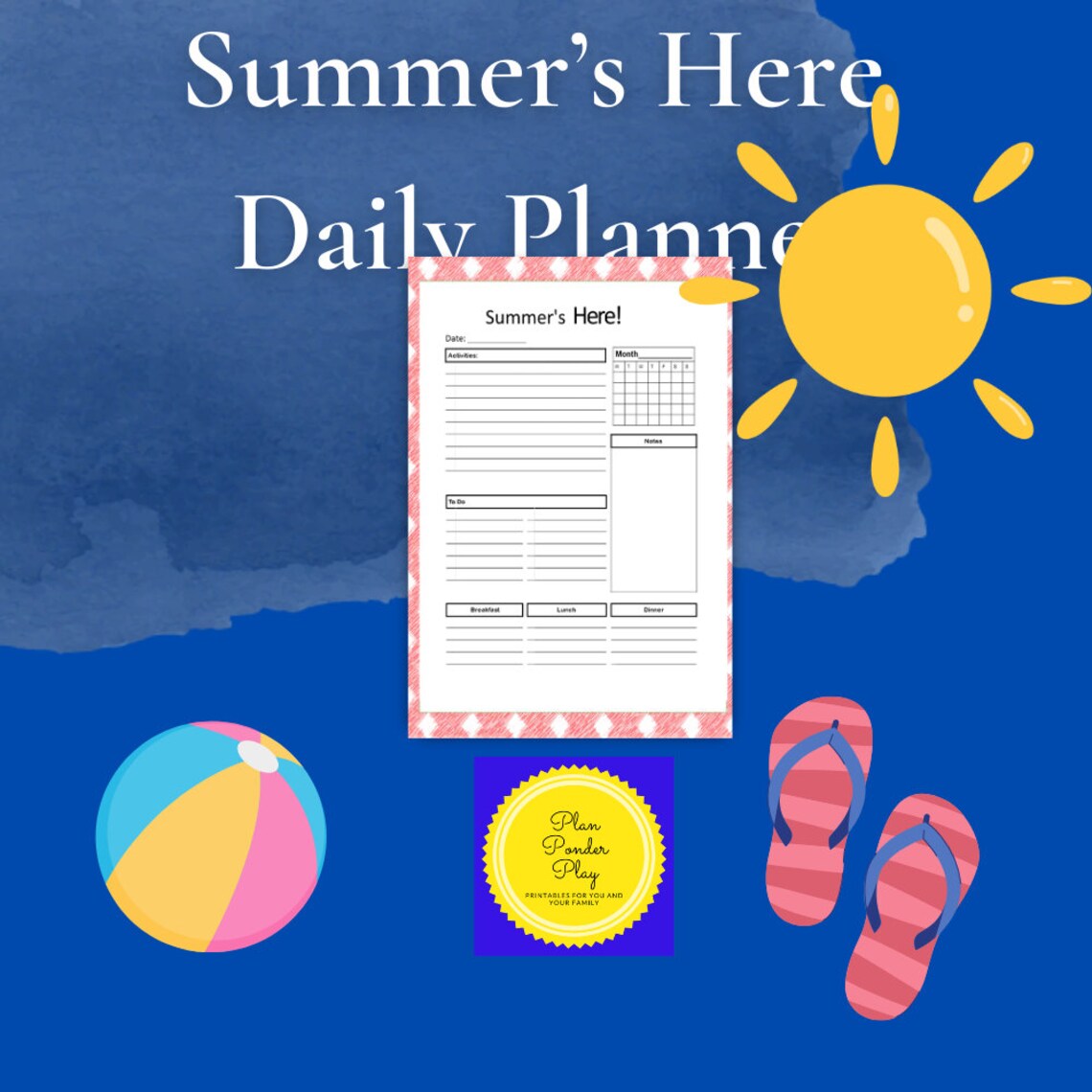 Printable Summer Daily Planner: Meal Plan, Activity List and to Do List ...