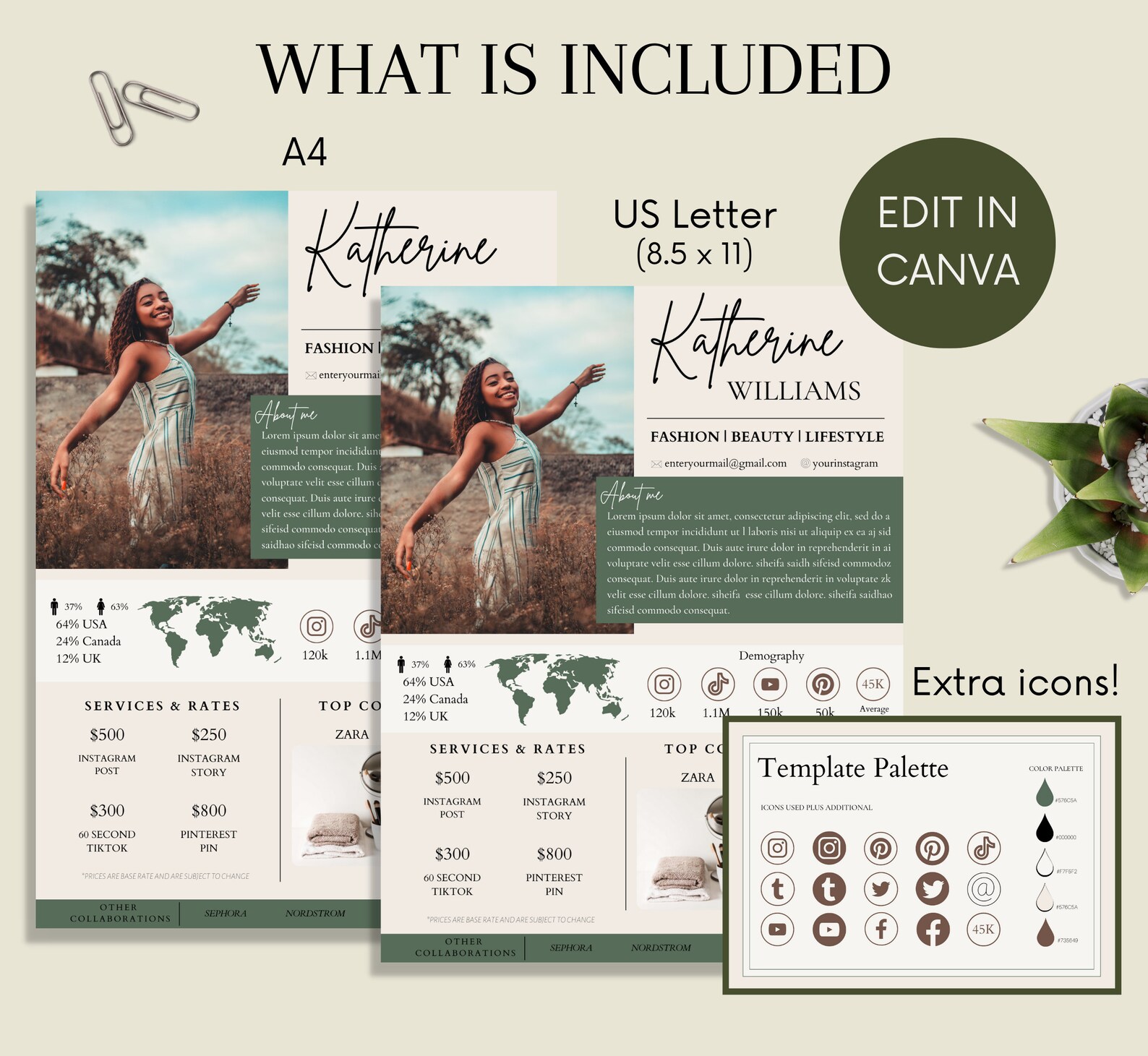 One Page Media Kit for Influencers Palette Template I Media - Etsy