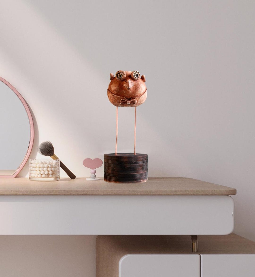 Ceramic Sculpture Wabi-sabi Bird,statuette Art,bird,ceramic Bird ...