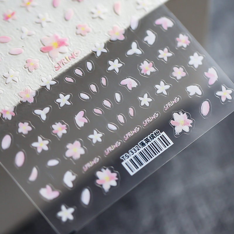 Pinky Spring Flowers 3D Nail Decal Stickers | Self Adhesive Stickers ...
