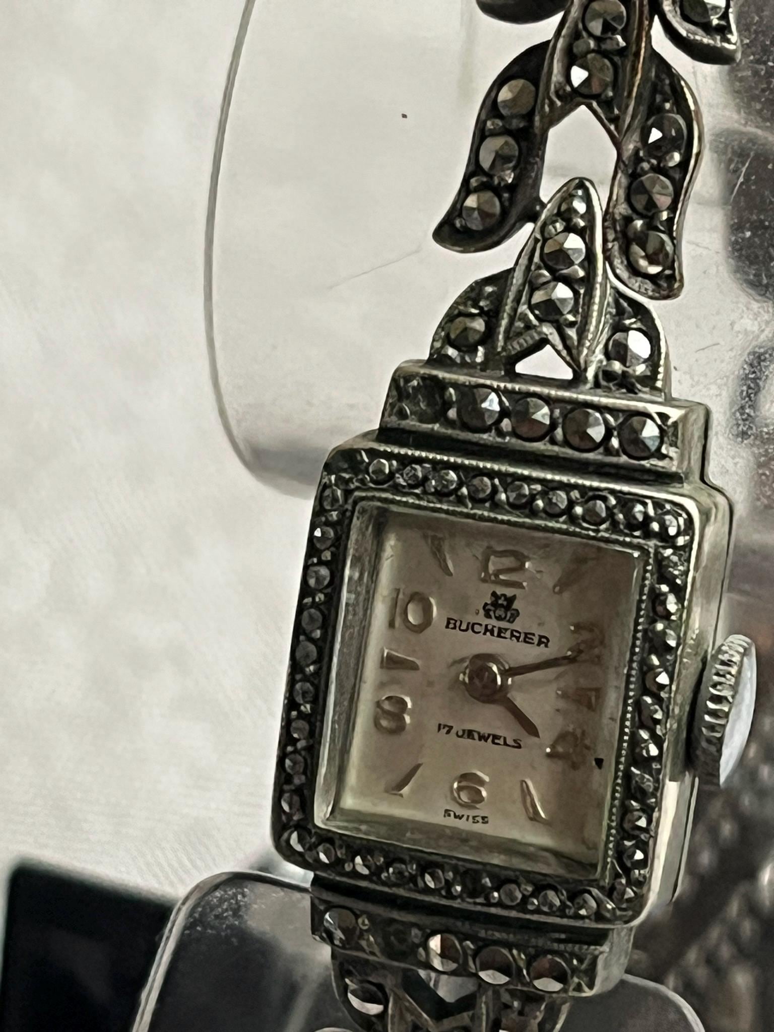 Vintage 1950's Bucherer 17 Jewel Swiss Ladies Wrist Watch Silver Tone ...