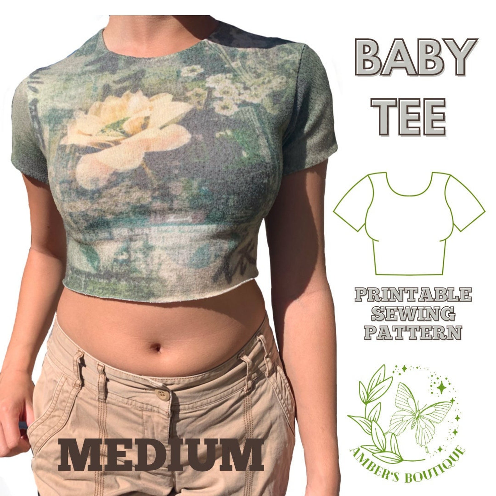 SIZE SMALL Baby Tee Sewing Pattern Pdf/print at Home - Etsy
