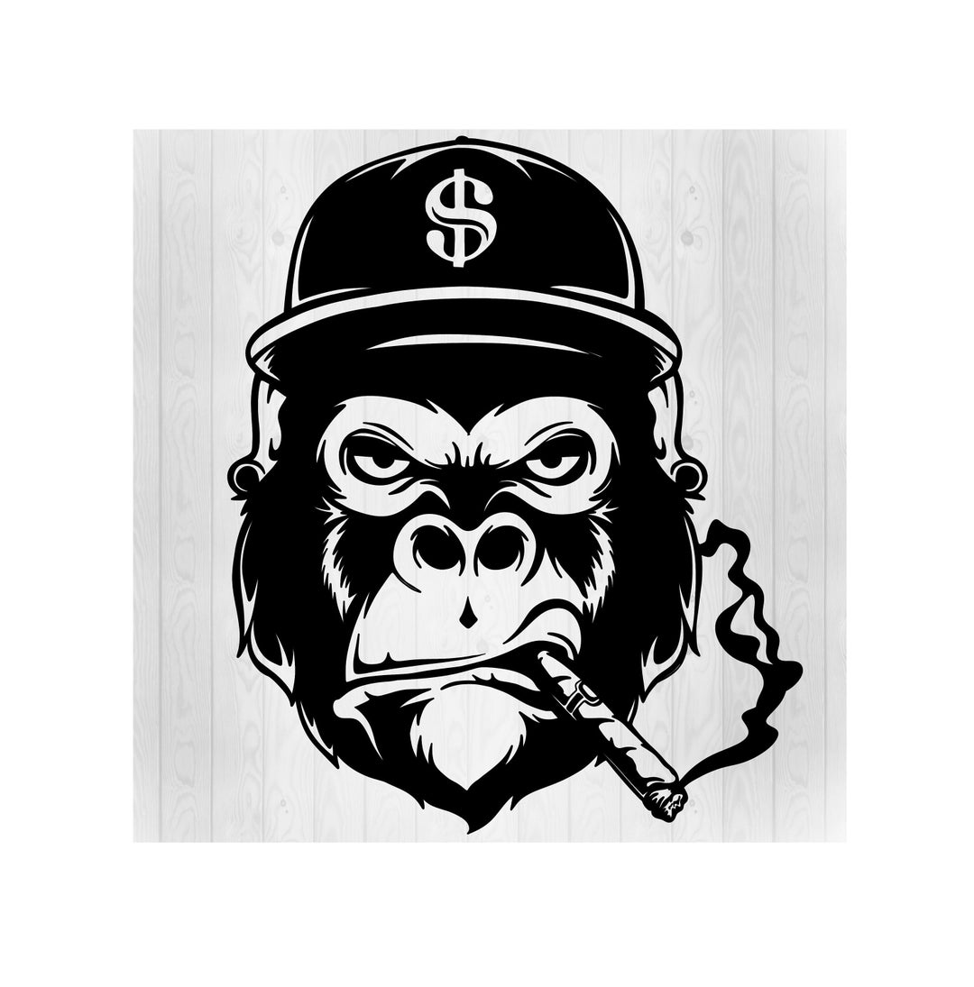 Smoking Gorilla Svg, Gorilla SVG, Gangster Tshirt SVG, Monkey Svg ...