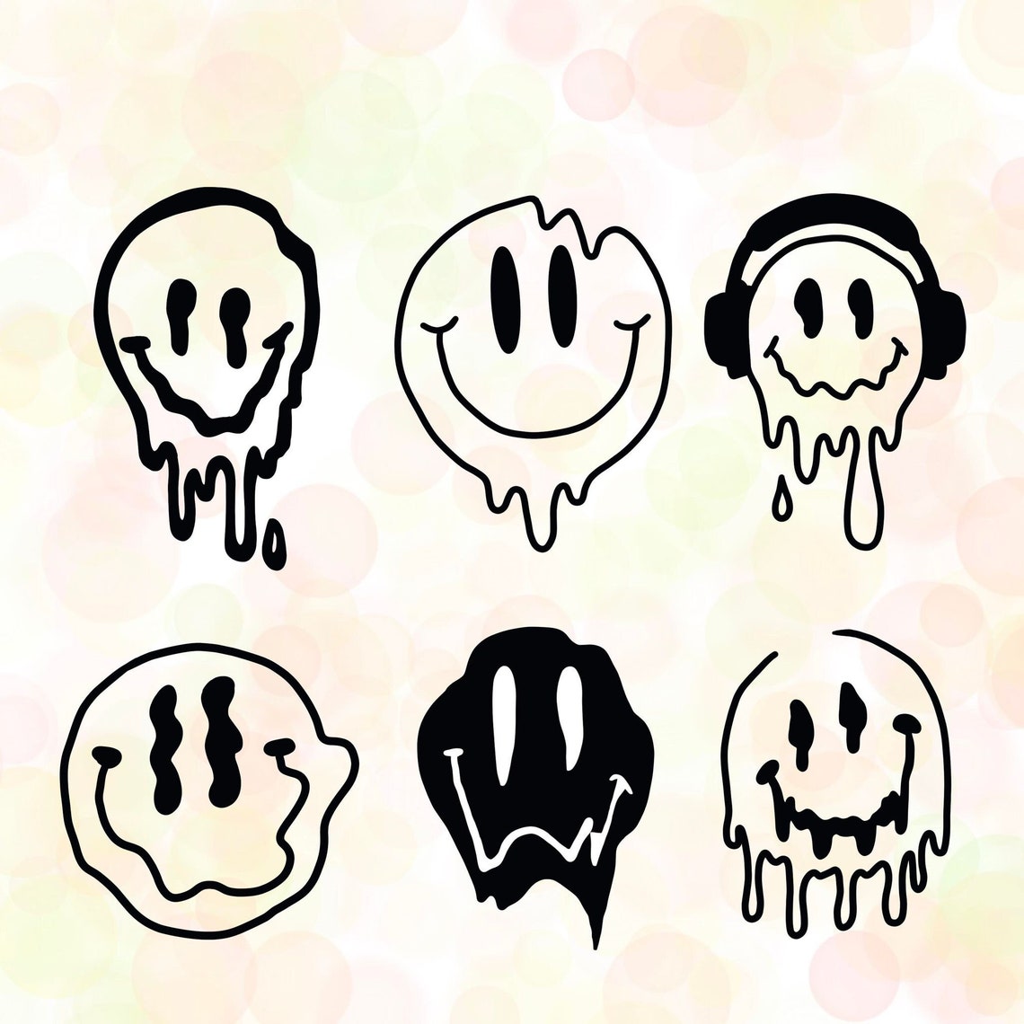 Smiley Face SVG Smiley Face Dripping SVG Smiley Face PNG - Etsy