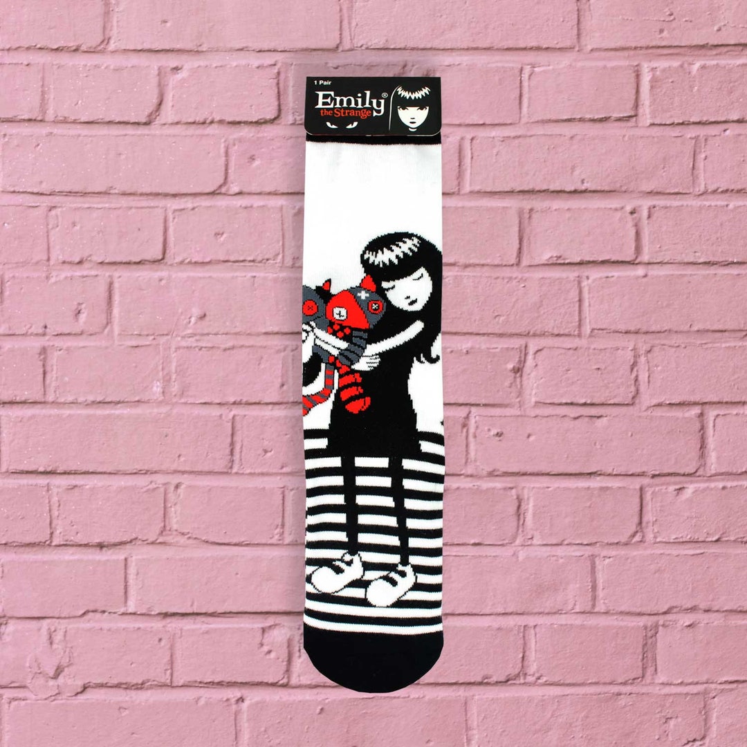 Emily the Strange, Striped Plushy Socks, Socks for Women, Goth Socks ...