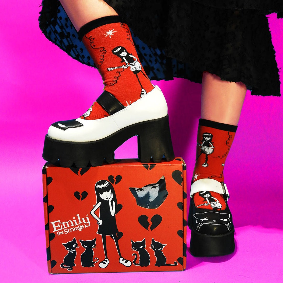 Emily the Strange Crew Socks, Goth Punk Black Cat Y2k, 12 Pair - Etsy