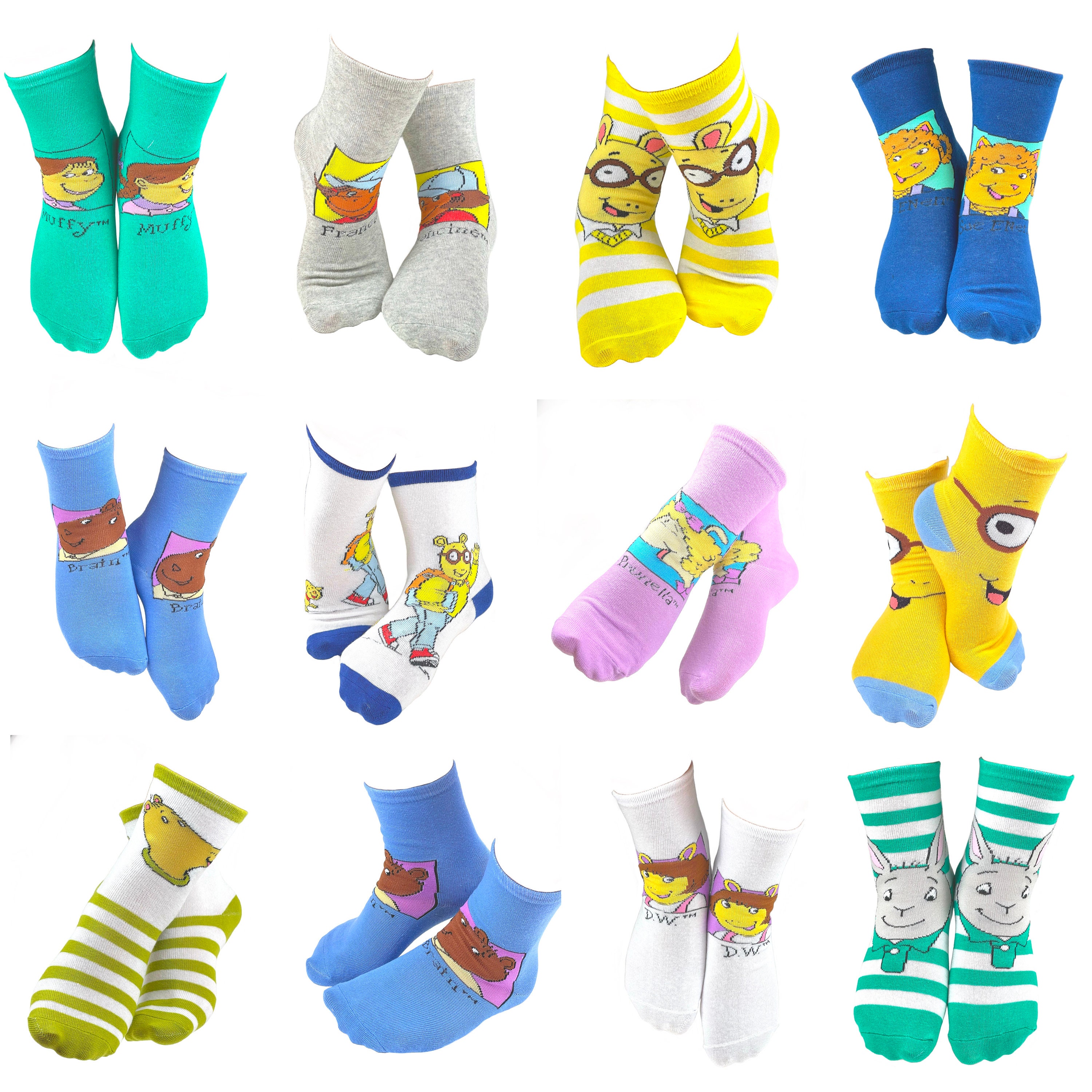 PBS Kids Arthur 12 Pair Socks Set, Back to School Socks, PBS Arthur ...