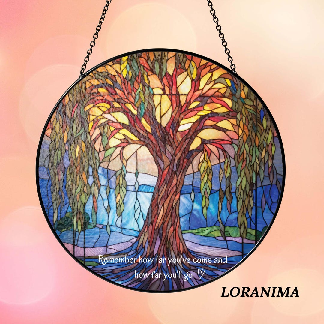 New Chapter Gift, Willow Stained Glass Sun Catcher, Next Chapter Gift ...