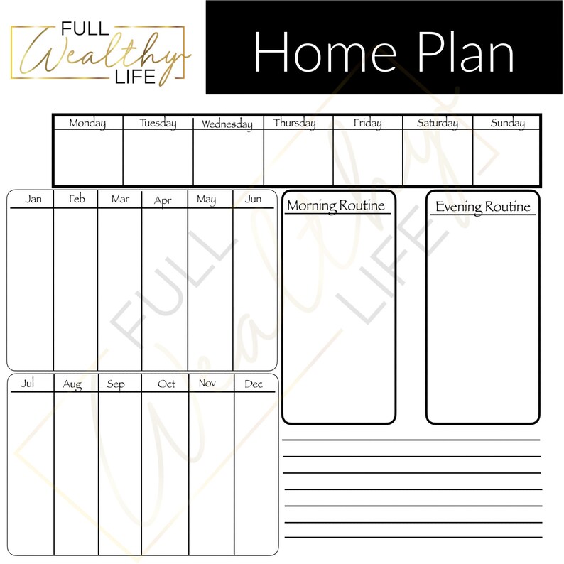 PDF Printable Home Plan, Cleaning Plan, Cleaning Schedule - Etsy