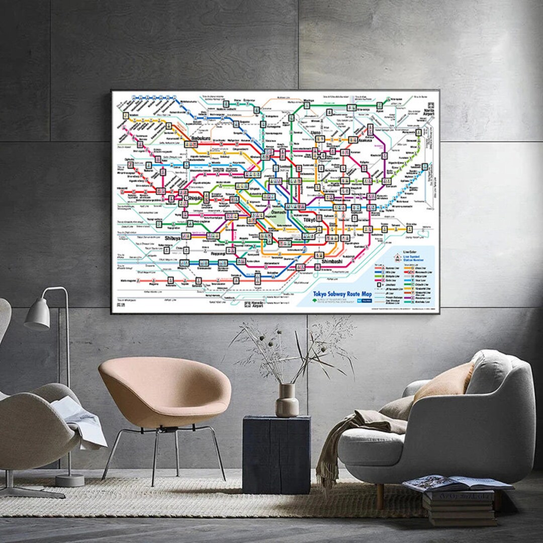 Tokyo Subway Map Celebrity Poster Canvas Poster Bedroom Art Without ...