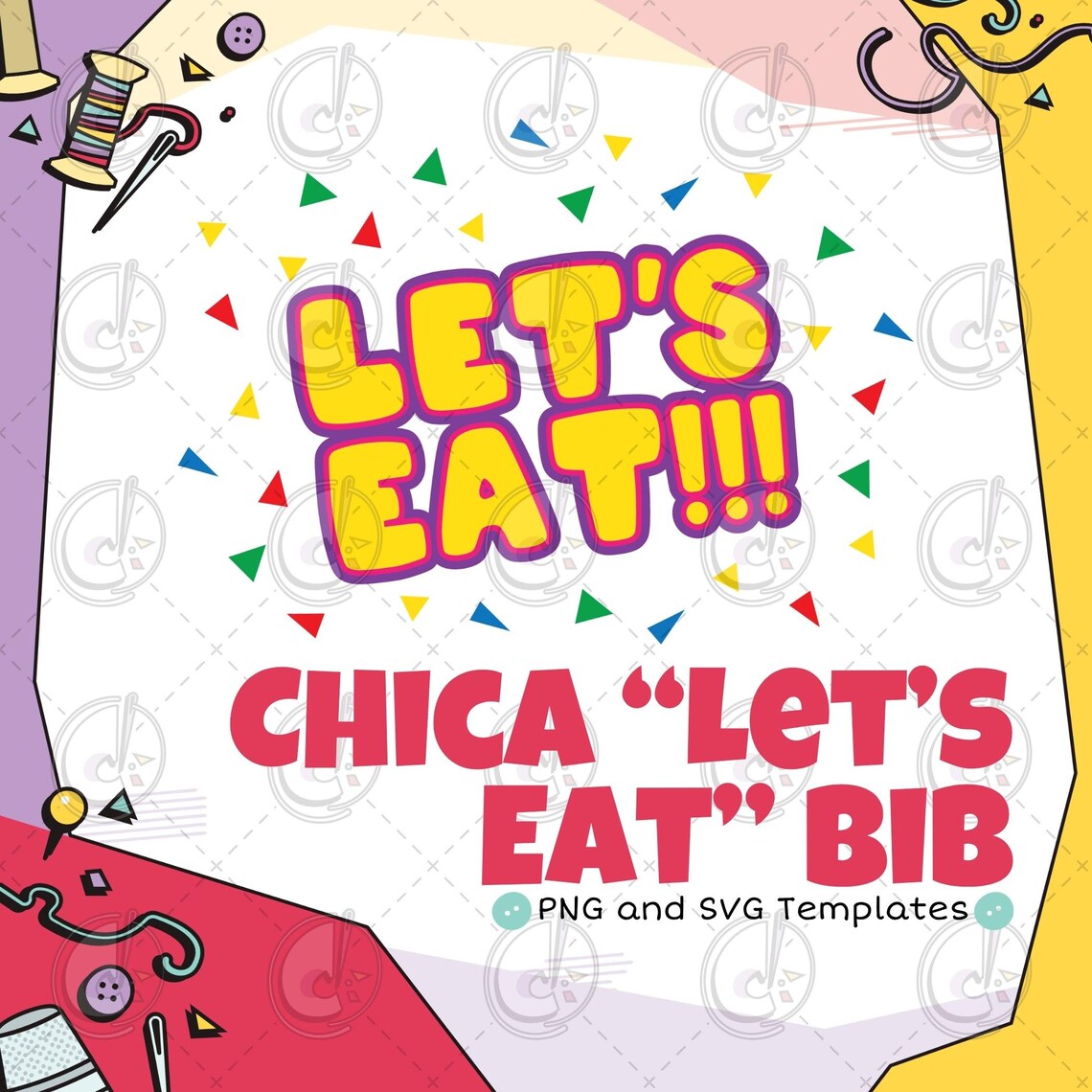 Chica "let's Eat" Bib Cosplay Template (digital Download - Etsy