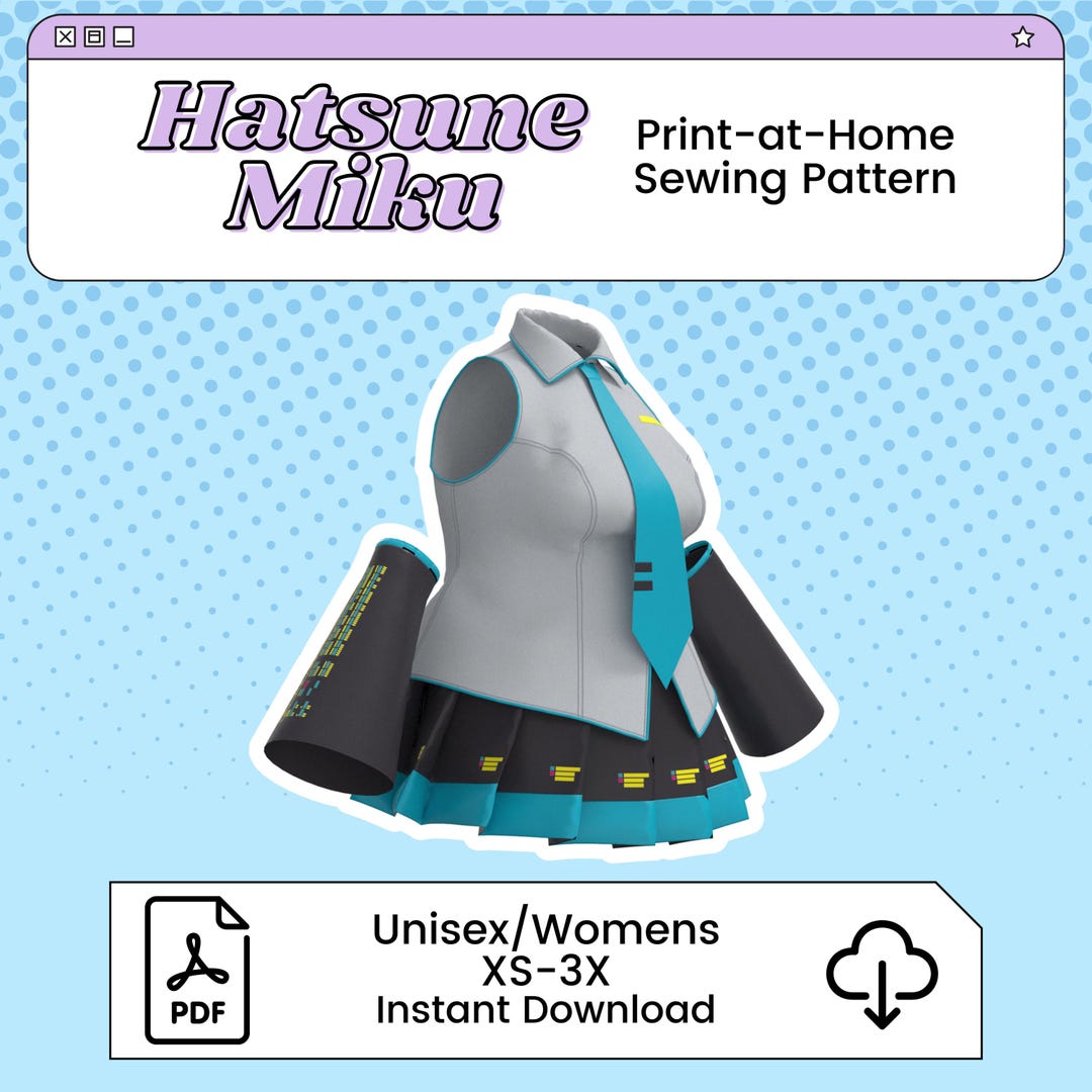 Hatsune Miku Vest, Skirt, Sleeves PDF Cosplay Pattern | Vocaloid ...