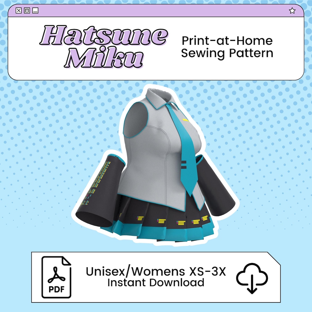 Hatsune Miku Vest, Skirt, Sleeves PDF Cosplay Pattern | Vocaloid ...