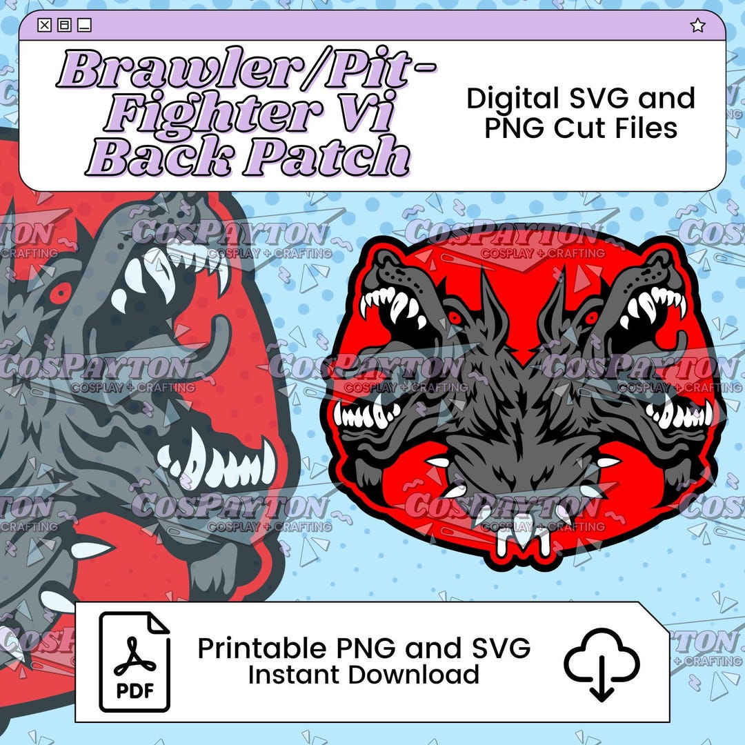 Vi's Brawler/pit Fighter Dog Back Patch Printable Template Inspired by ...