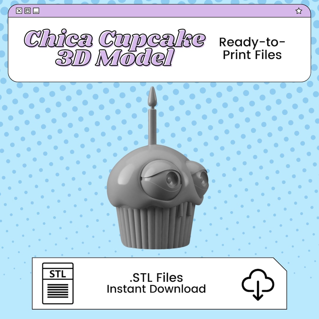 Chica's Cupcake 3D Print File Inspired by Five Nights at Freddy's | STL ...