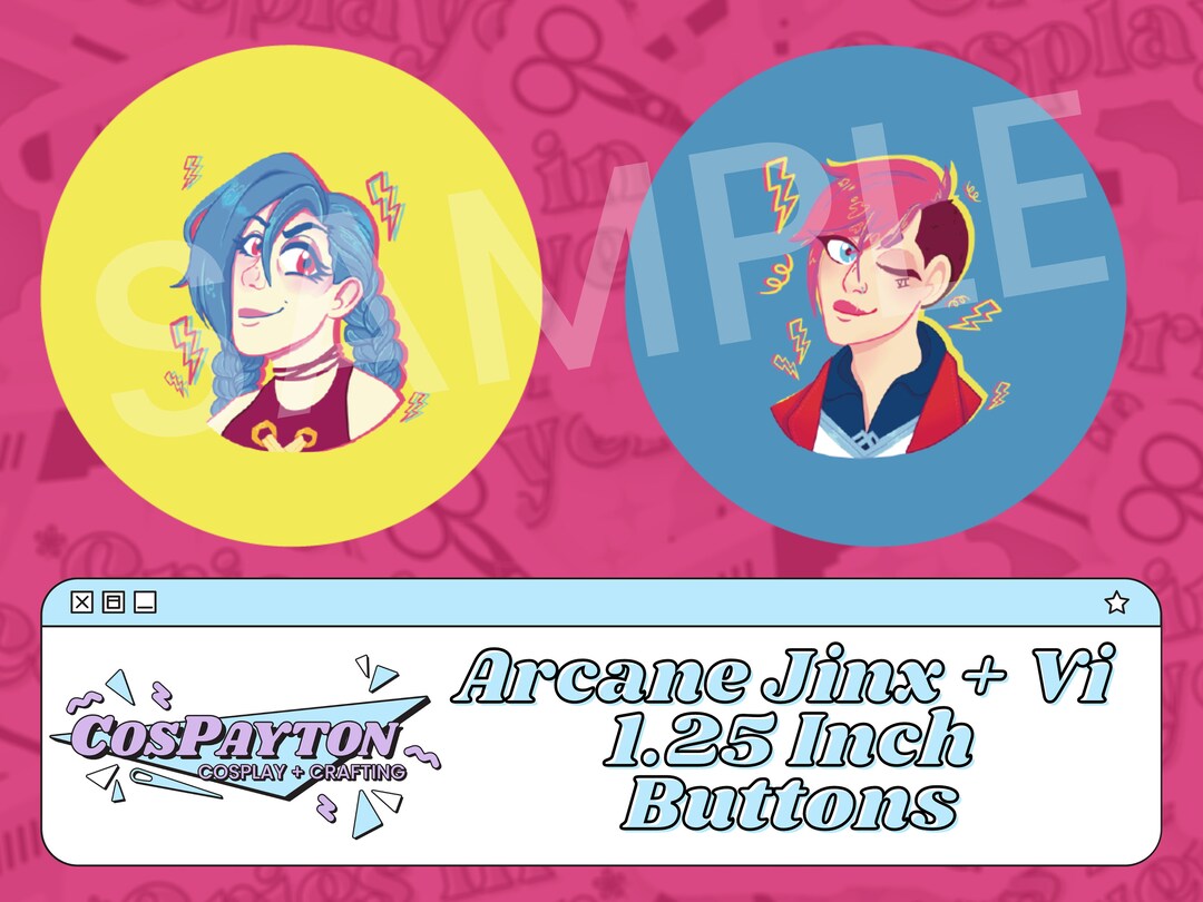 Arcane Jinx and Vi Fanart Buttons Nerdy Gift Button Pinback - Etsy