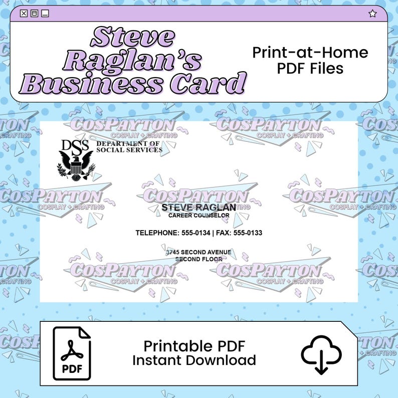 Steve Raglan Business Card Cosplay Template (digital Download) - Etsy
