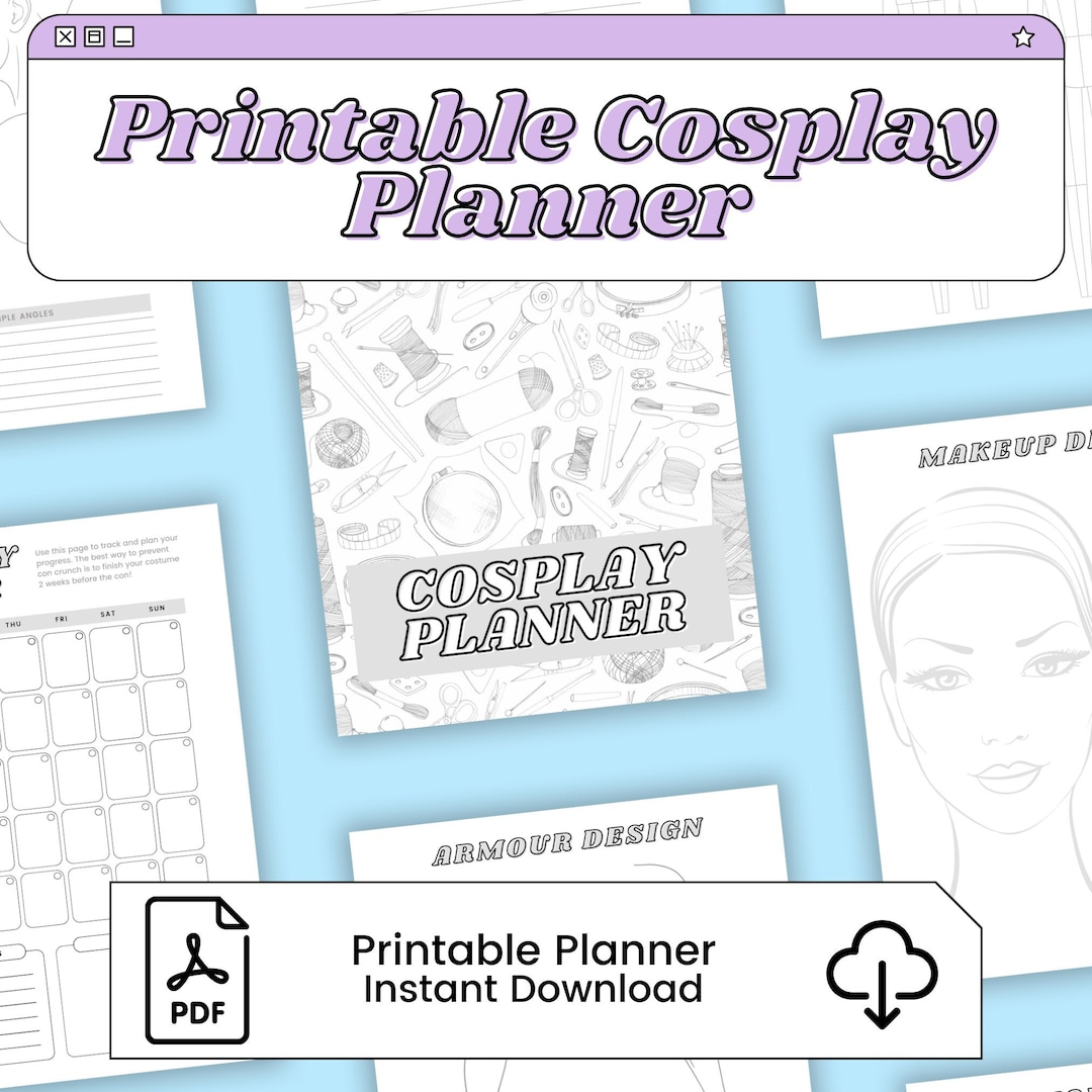 Cosplay Planner for Armour, Wigs, and Costumes | Printable PDF and PNG ...