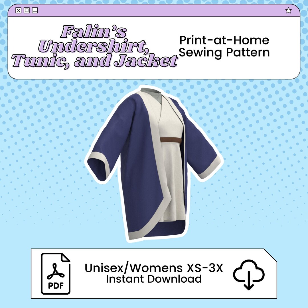 Falin Touden Jacket, Undershirt, and Tunic PDF Cosplay Pattern ...