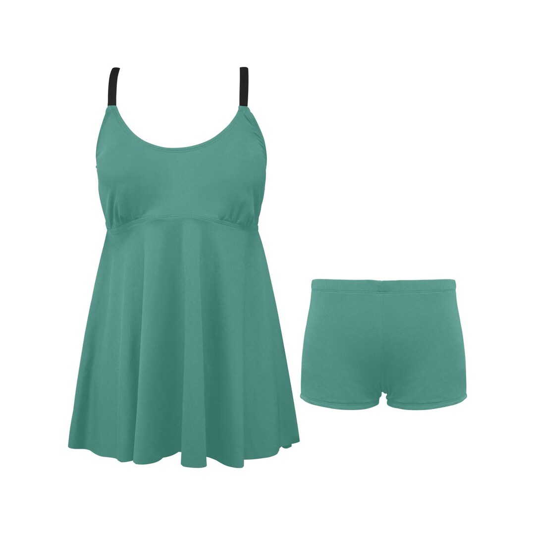 Boho Tribal Pleated Swim Dress – 2-piece Tankini Set - Etsy
