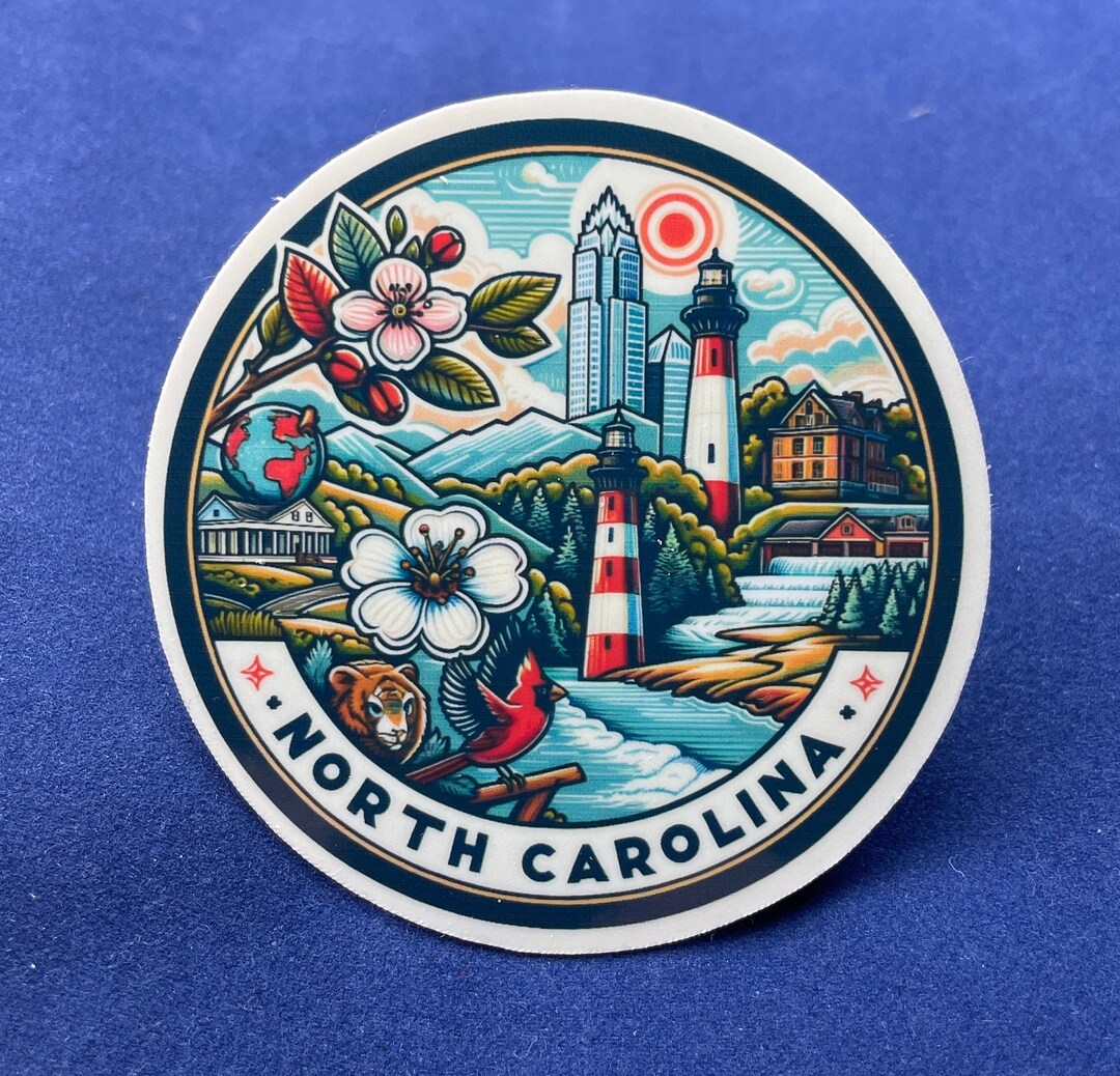 North Carolina, Stickers, Weatherproof Sticker, Travel Journal ...