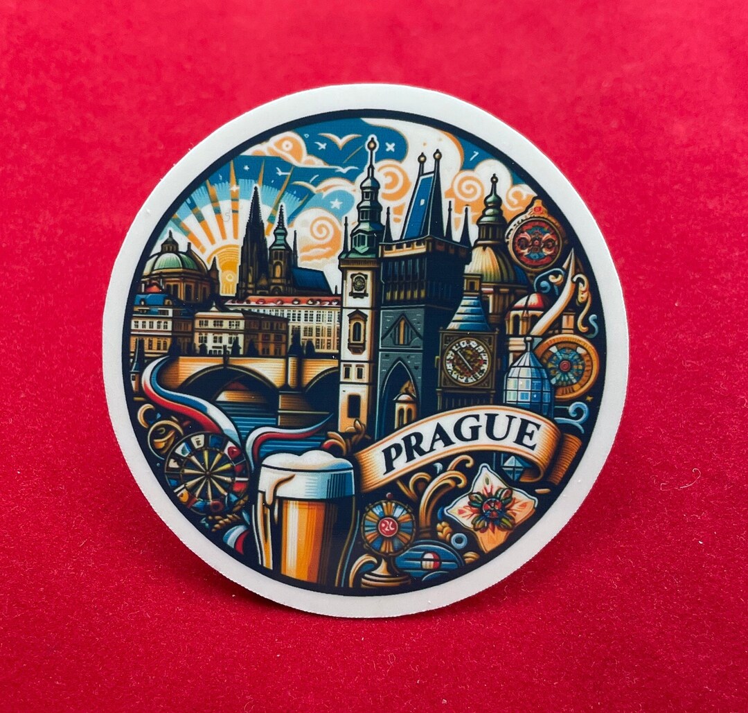 Prague, Stickers, Weatherproof Sticker, Travel Journal, Suitcase ...