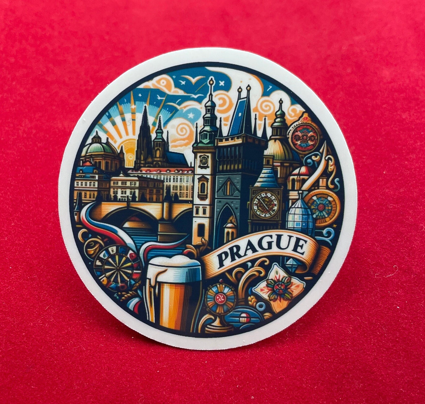 Prague, Stickers, Weatherproof Sticker, Travel Journal, Suitcase ...