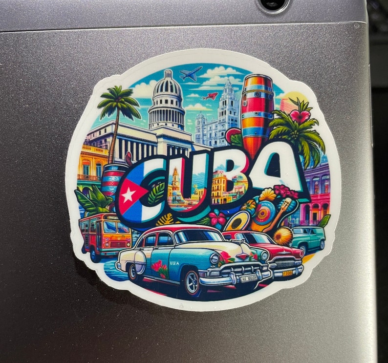 Cuba Travel Sticker // Cuban Decal for Suitcase, Laptop, Car or Water ...