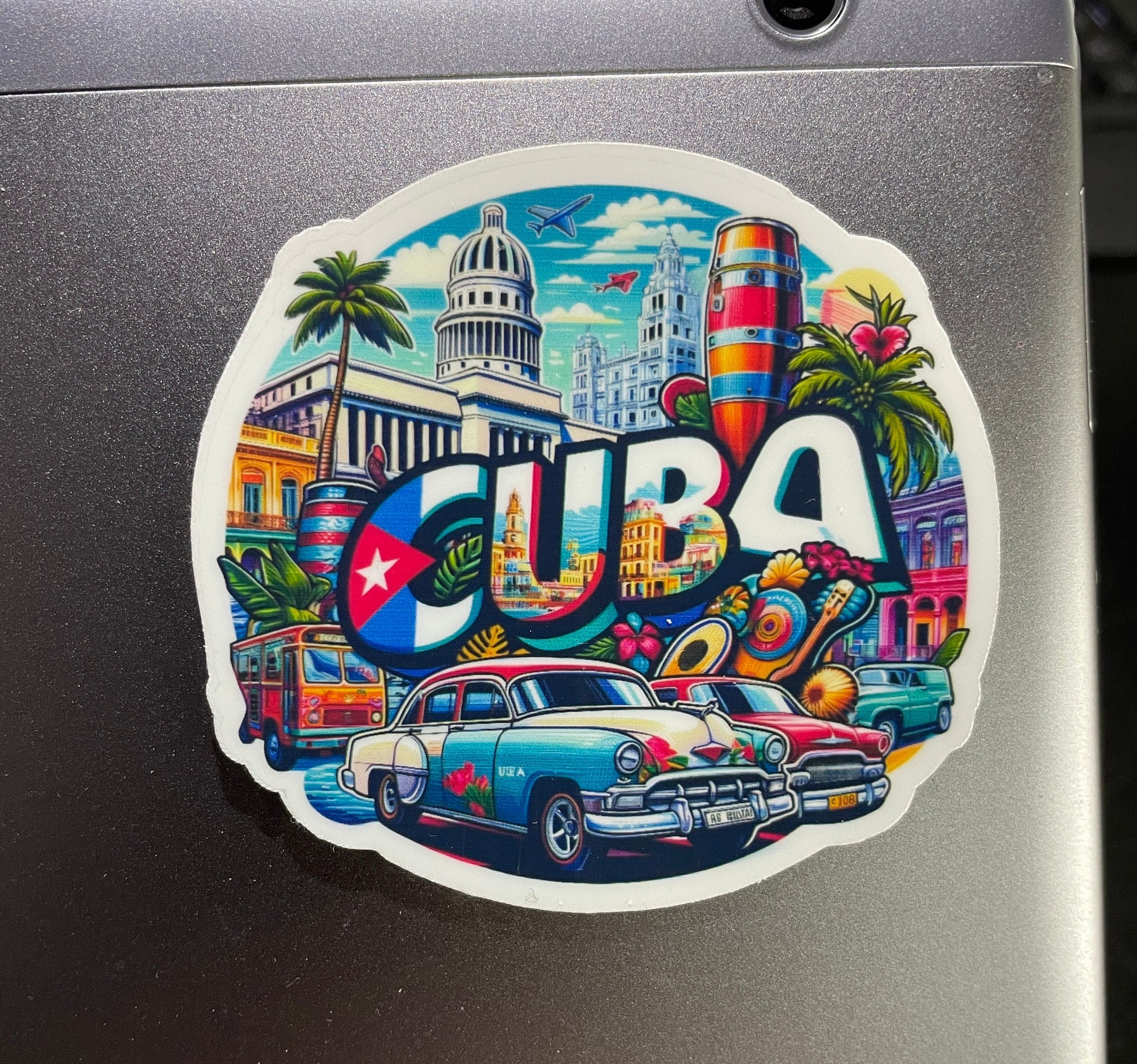 Cuba Travel Sticker // Cuban Decal for Suitcase, Laptop, Car or Water ...