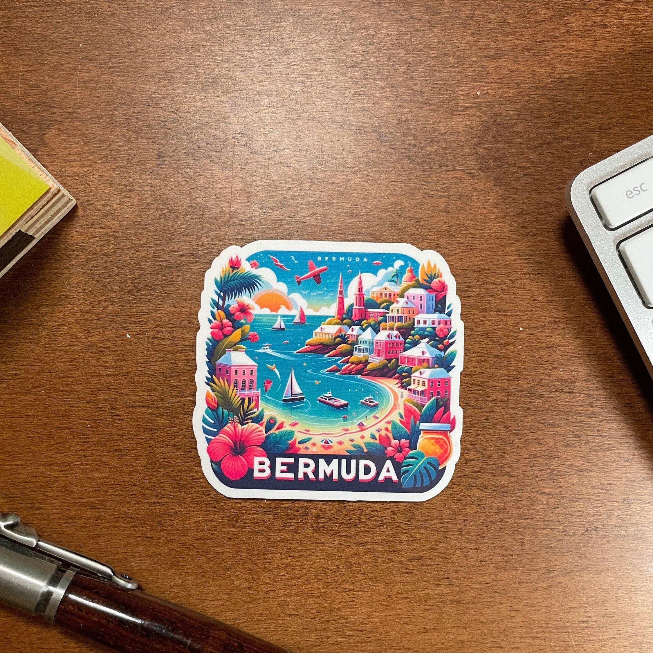 Bermuda Travel Sticker | Tropical Island, Pink Sand Beaches - Etsy
