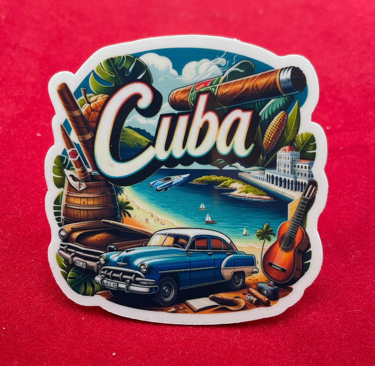 Cuba Travel Sticker // Cuban Decal for Suitcase, Laptop, Car or Water ...