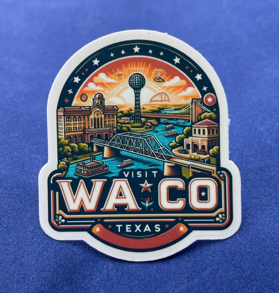 Waco, Texas, Stickers, Weatherproof Sticker, Travel Journal, Suitcase ...