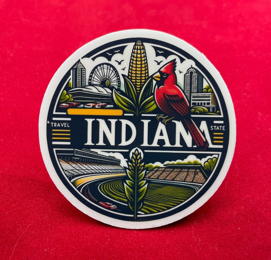 Indiana, Stickers, Weatherproof Sticker, Travel Journal, Suitcase ...