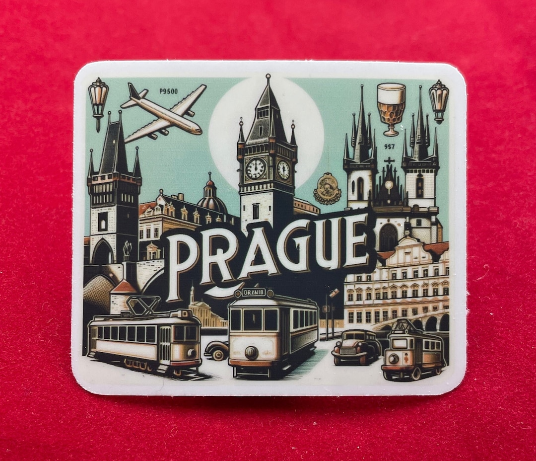 Prague, Stickers, Weatherproof Sticker, Travel Journal, Suitcase ...