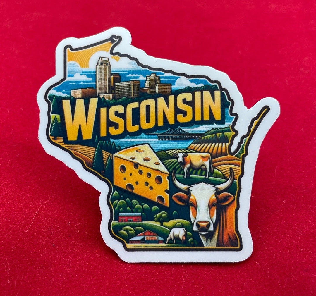 Wisconsin, Stickers, Weatherproof Sticker, Travel Journal, Suitcase ...