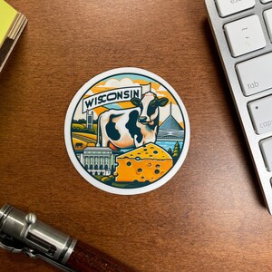 Wisconsin, Stickers, Weatherproof Sticker, Travel Journal, Suitcase ...
