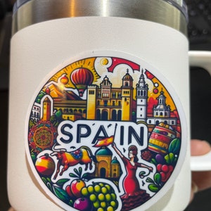 Spain, Stickers, Weatherproof Sticker, Travel Journal, Suitcase Sticker ...