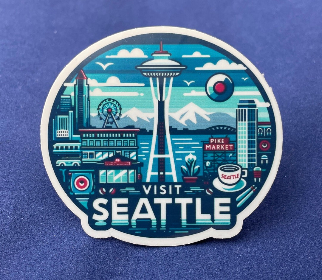 Seattle, Stickers, Weatherproof Sticker, Travel Journal, Suitcase ...