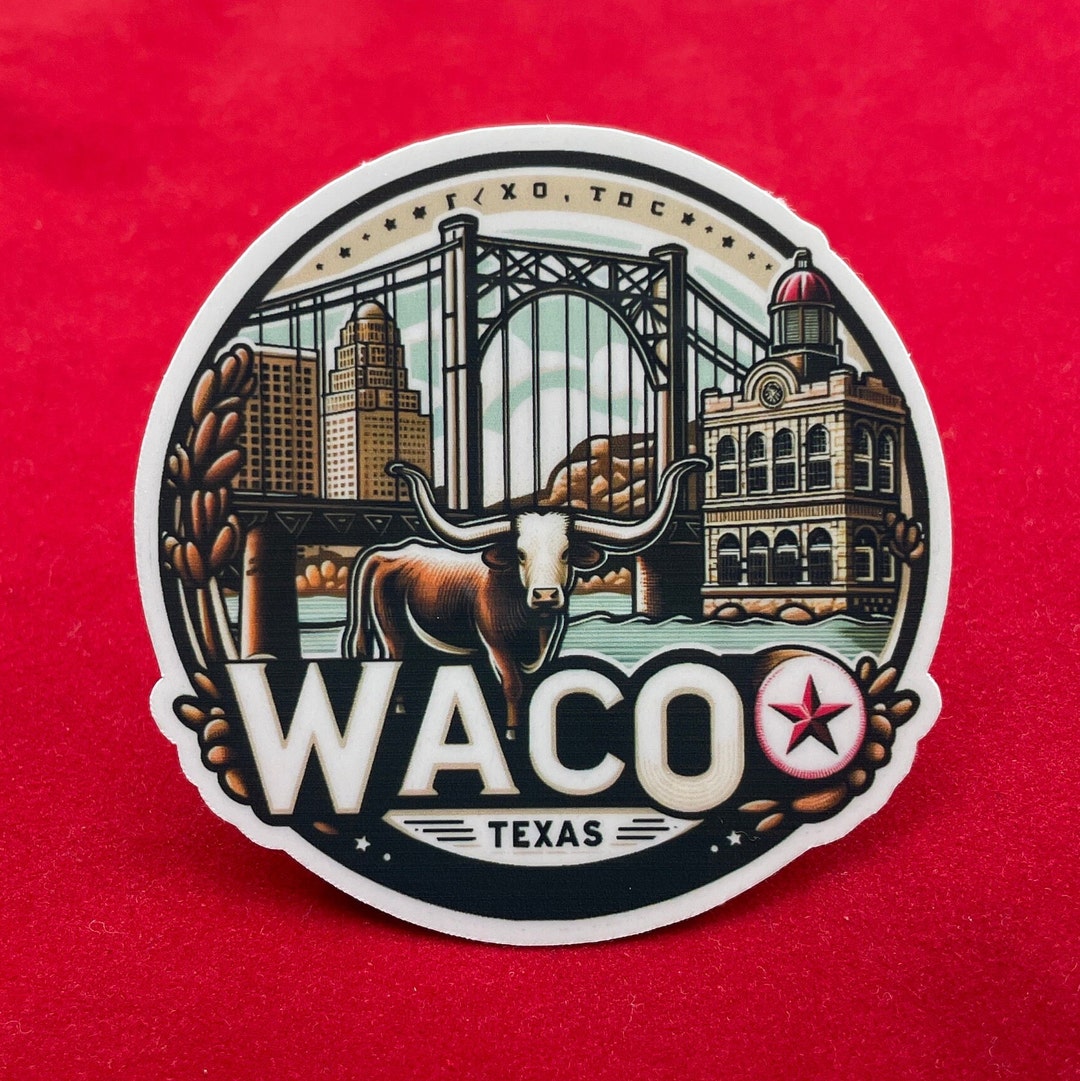 Waco, Texas, Stickers, Weatherproof Sticker, Travel Journal, Suitcase ...