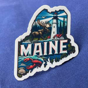 Maine, Stickers, Weatherproof Sticker, Travel Journal, Suitcase Sticker ...