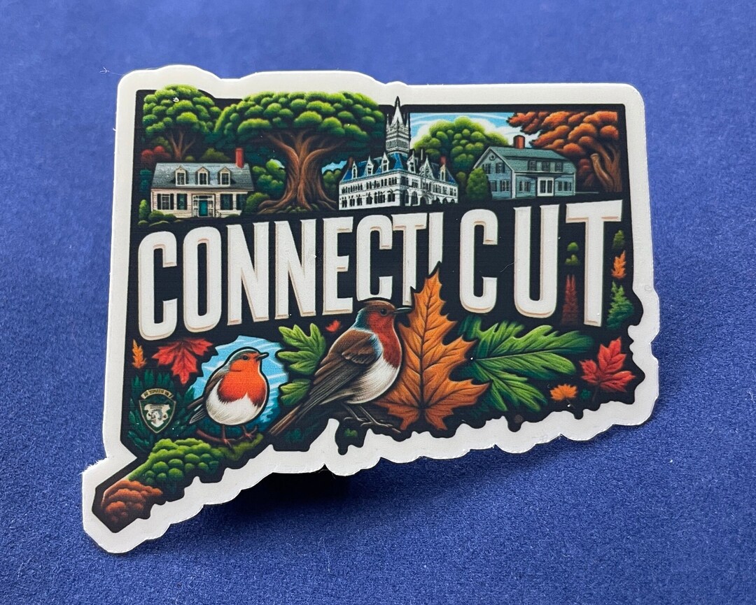 Connecticut, Stickers, Weatherproof Sticker, Travel Journal, Suitcase ...