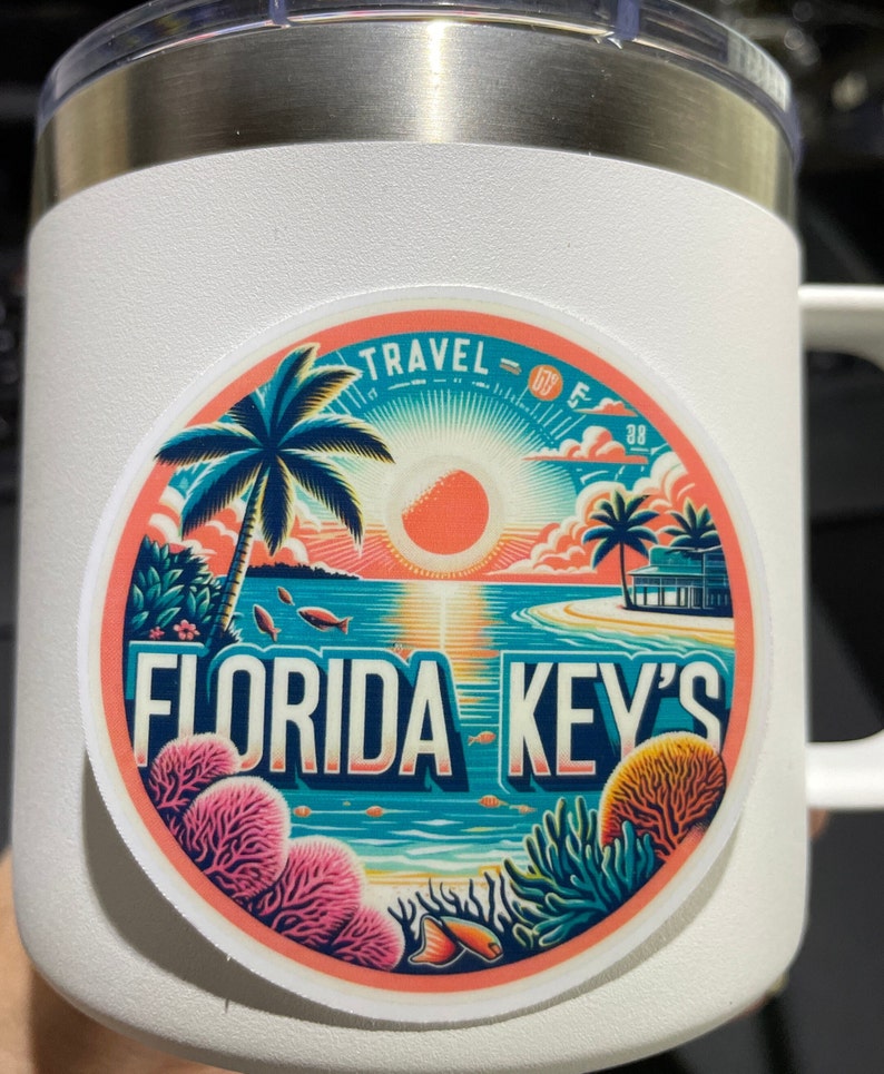 Florida Keys, Stickers, Weatherproof Sticker, Travel Journal, Suitcase ...