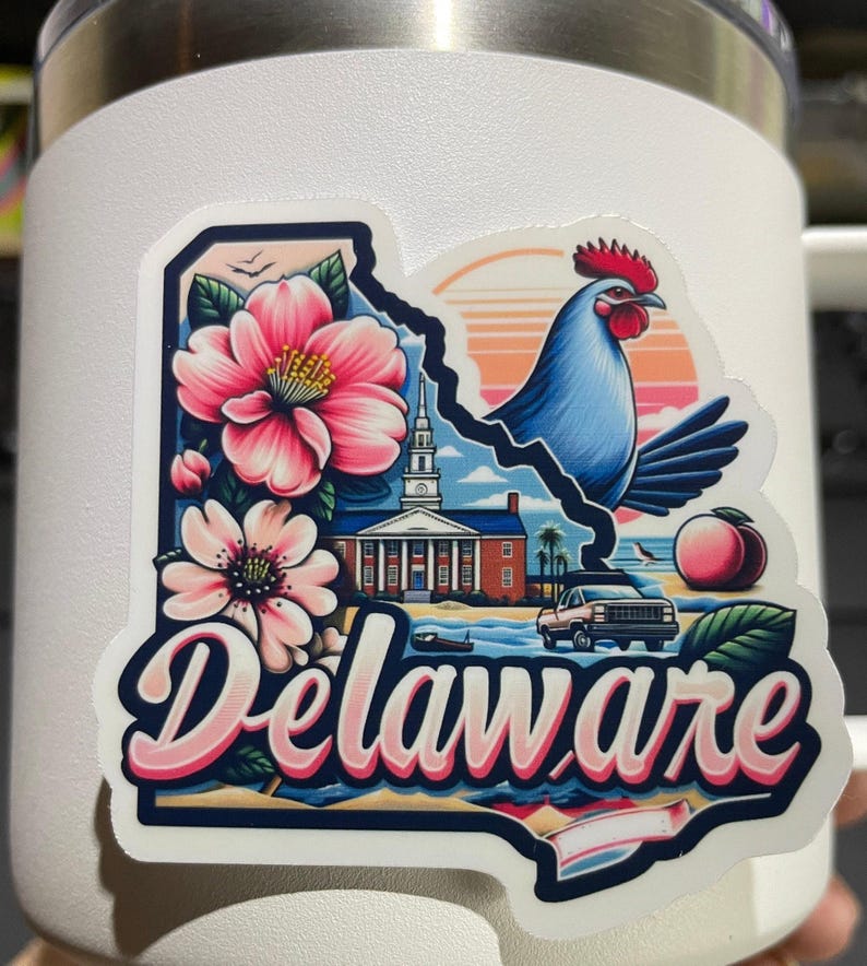 Delaware, Stickers, Weatherproof Sticker, Travel Journal, Suitcase ...