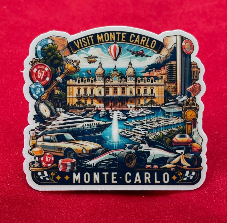 Monte Carlo, Monaco, Stickers, Weatherproof Sticker, Travel Journal ...