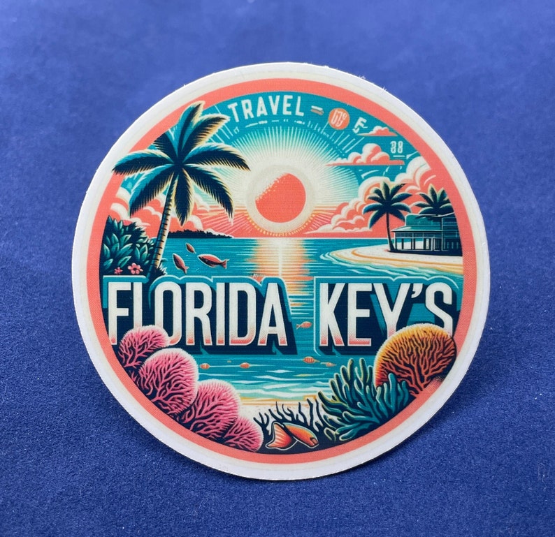 Florida Keys, Stickers, Weatherproof Sticker, Travel Journal, Suitcase ...