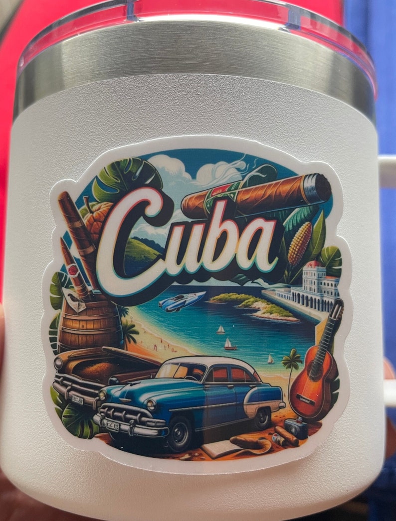 Cuba Travel Sticker // Cuban Decal for Suitcase, Laptop, Car or Water ...