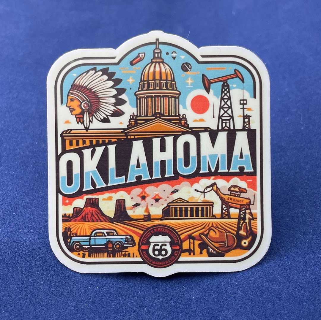 Oklahoma, Stickers, Weatherproof Sticker, Travel Journal, Suitcase ...
