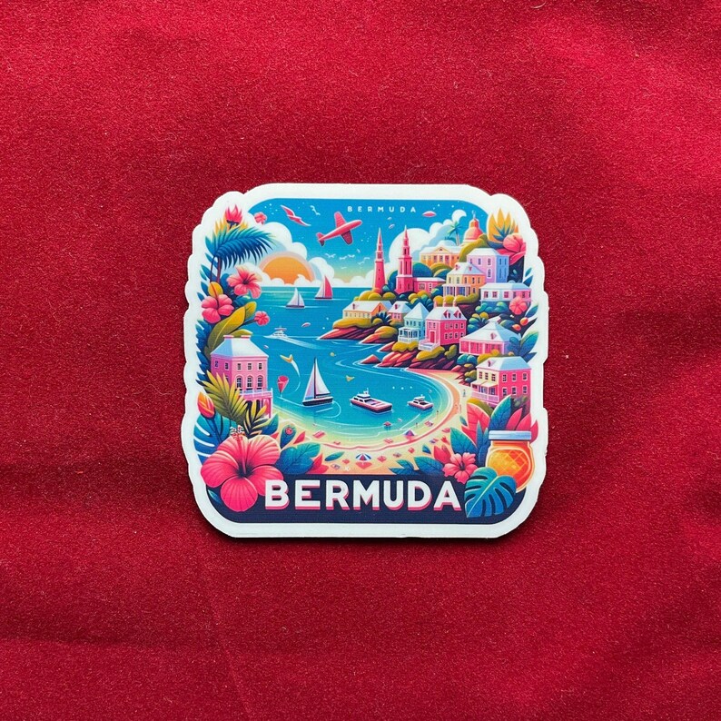 Bermuda Travel Sticker | Tropical Island, Pink Sand Beaches - Etsy