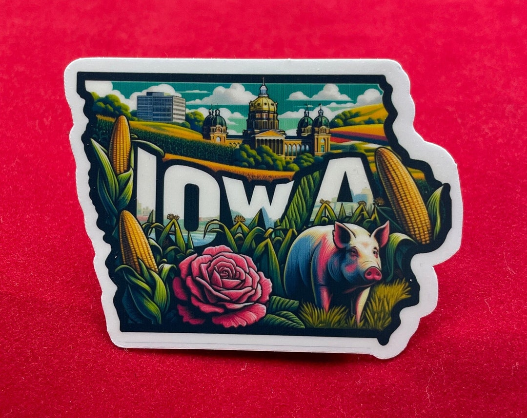 Iowa, Stickers, Weatherproof Sticker, Travel Journal, Suitcase Sticker ...