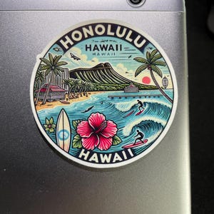 Honolulu, Hawaii, Stickers, Waterproof Sticker, Travel Journal ...